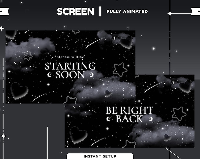 Moonlit Rings Animated Twitch Overlay Package, Night Sky Overlay, Cute ...