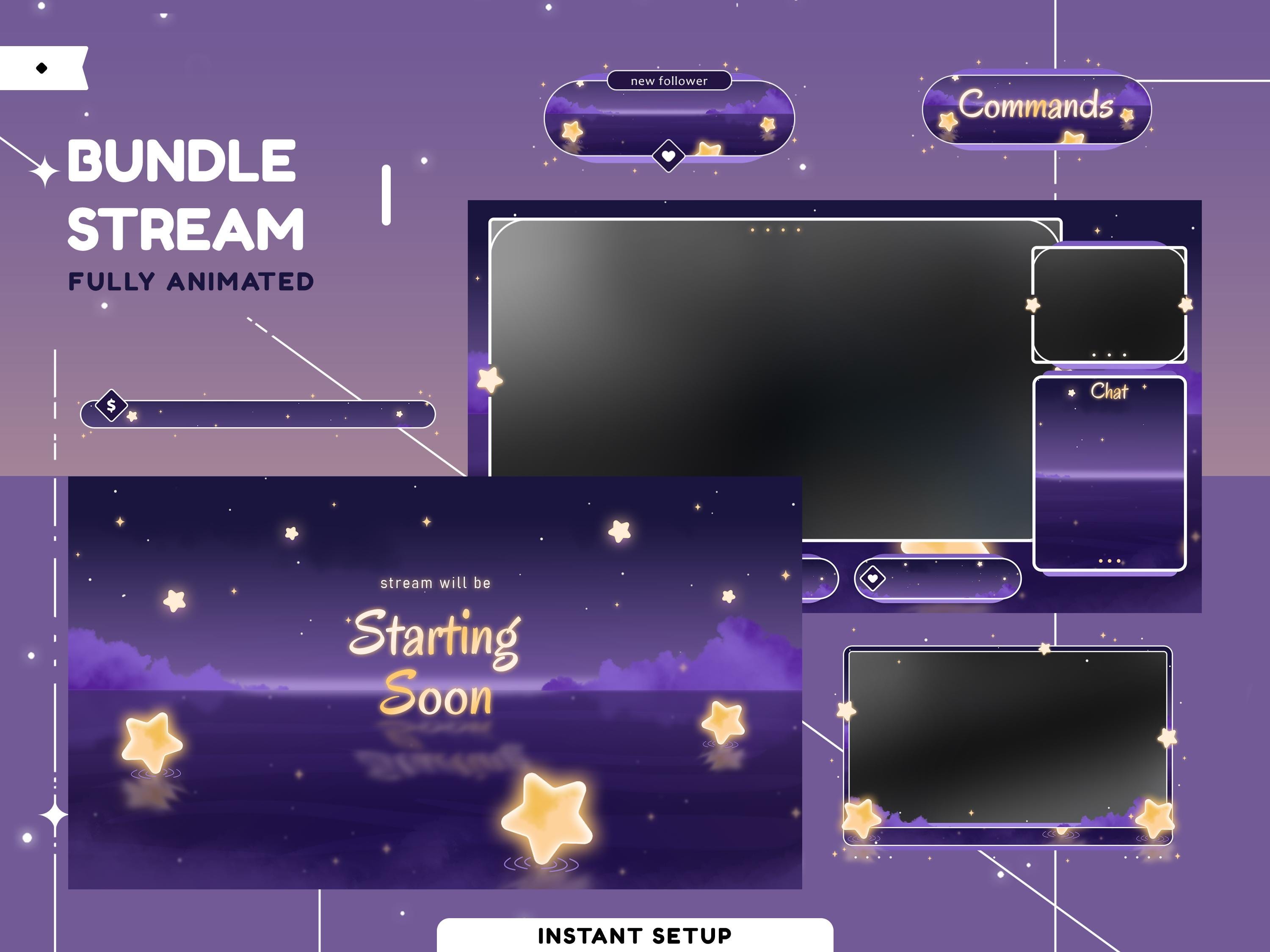 Glowy Ocean Animated Stream Overlay Package Twitch Bundle, Floating ...