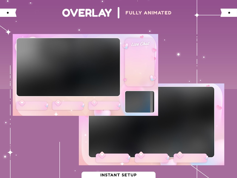 Pastel Love Animated Stream Overlay Package for Twitch, Youtube, Kick ...