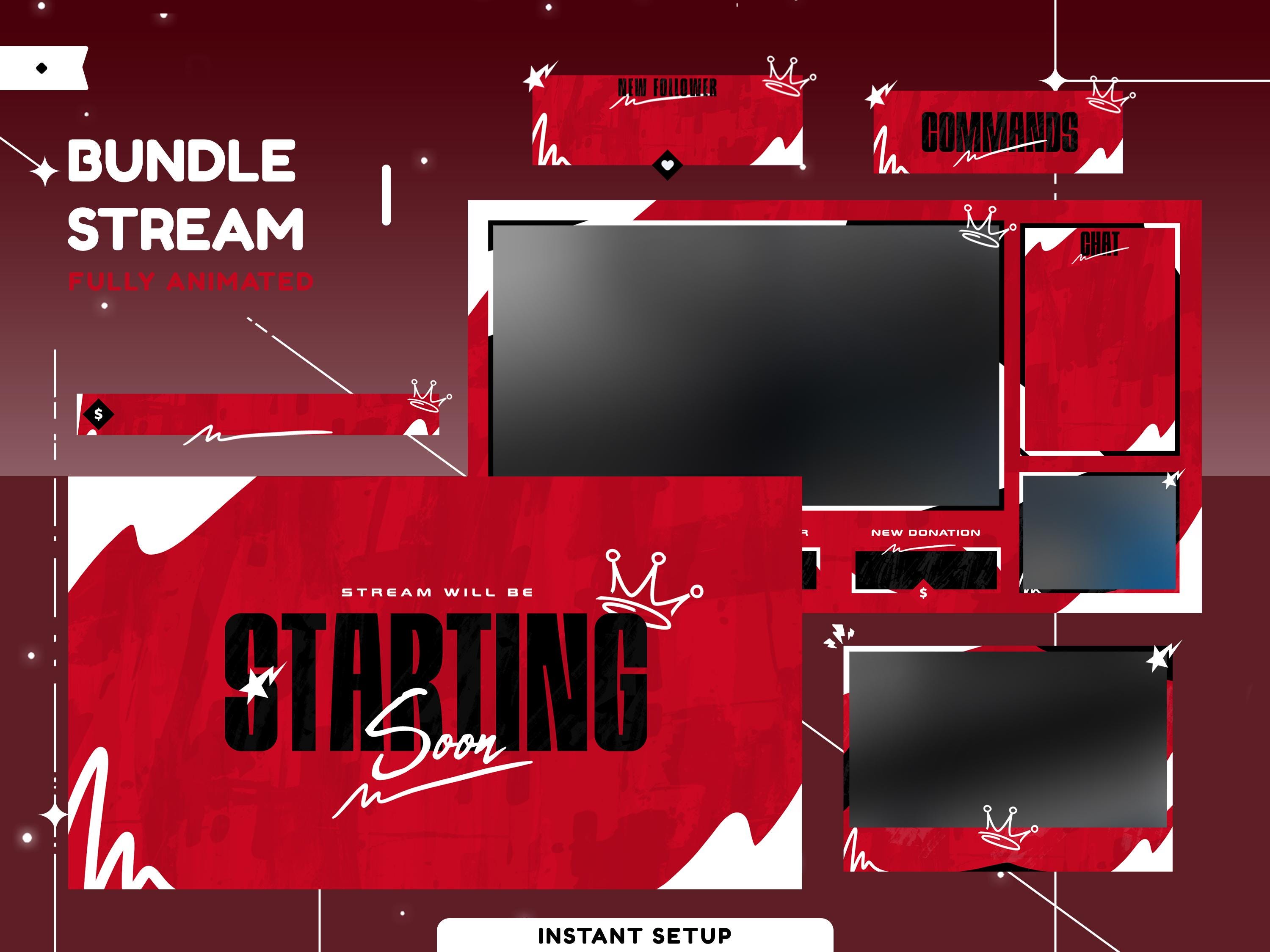 Roleplay Animated Stream Overlay Package for Twitch, Youtube, Kick, Red ...