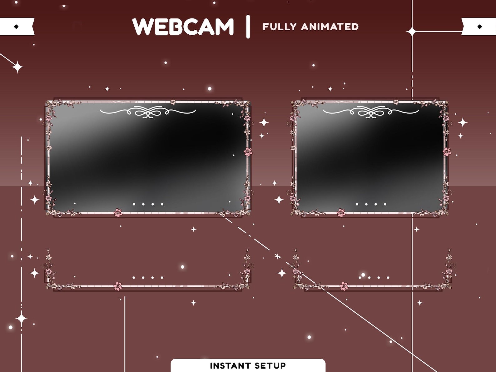 Floral Charm Animated Overlay Package, Soft Pink Aesthetic Twitch ...