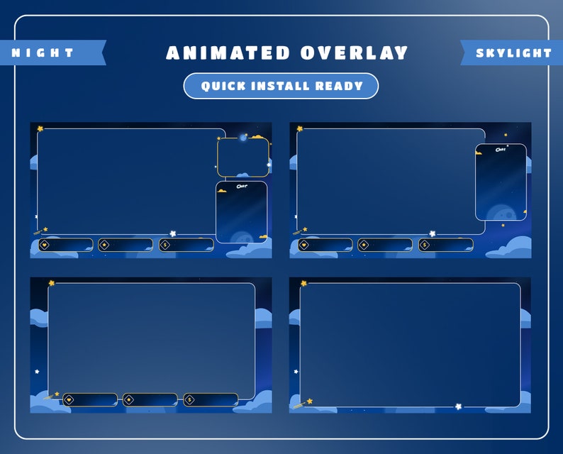 Night Skylight Animated Overlay Package Galaxy Theme Vtuber Overlay Panel Transition Alert ...