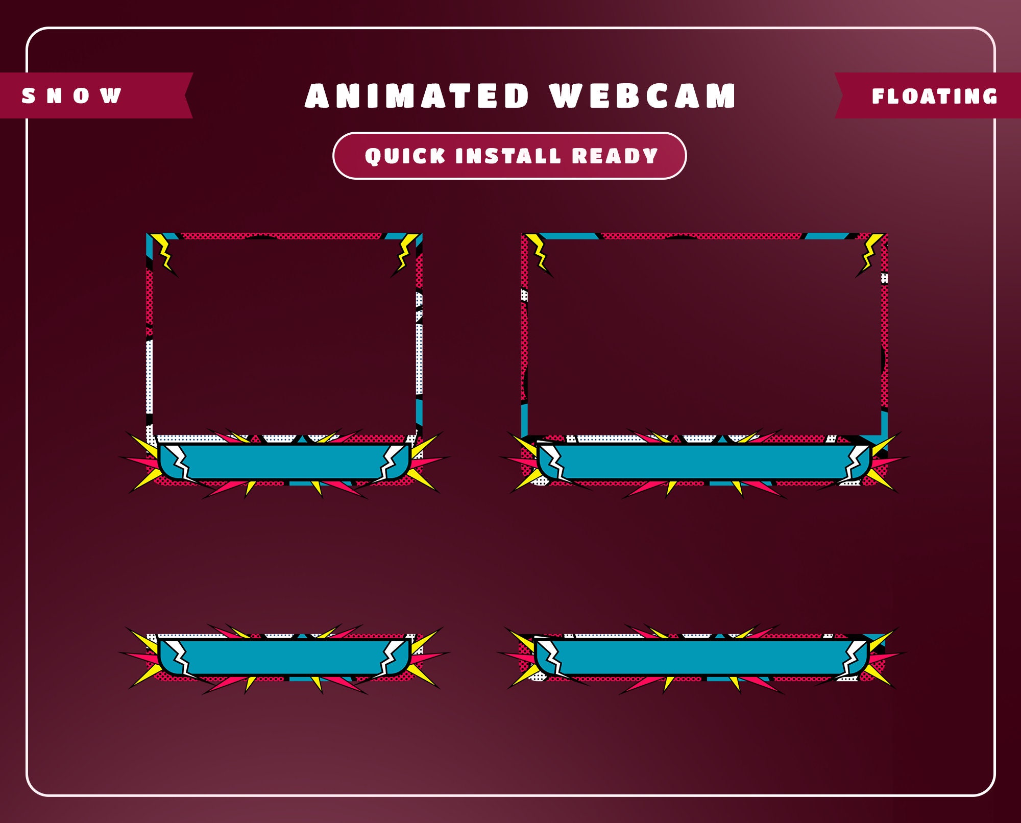 Pop Art Animated Stream Overlay Package for Twitch, Youtube,kick, Comic ...