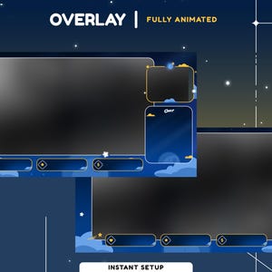 Night Skylight Animated Overlay Package | Galaxy Theme | Vtuber Overlay ...