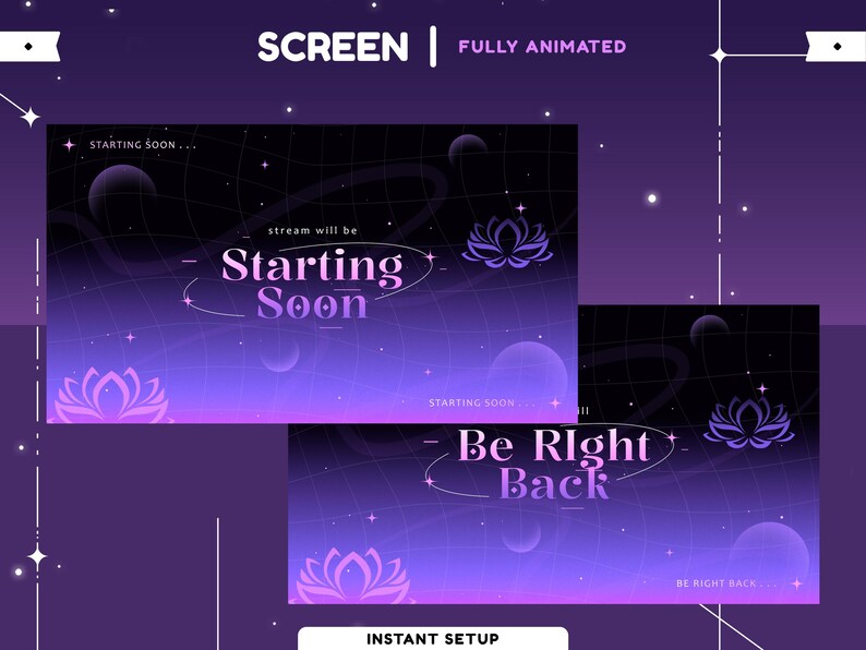 Lotus Galaxy Animated Overlay Package, Cosmic Twitch Stream Overlay ...
