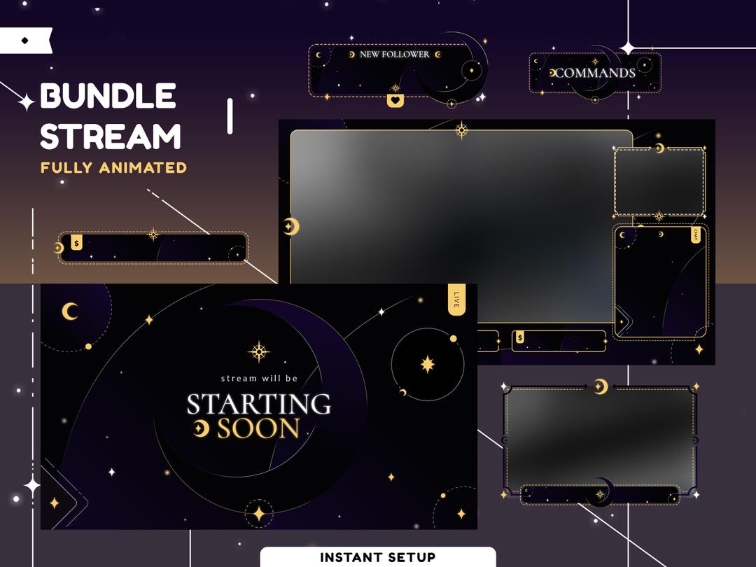 Celestial Nocturne Animated Overlay Package | Galaxy Theme | Vtuber ...