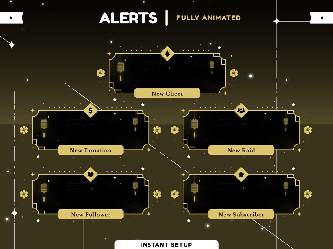 Golden Lantern Animated Stream Alert Package, Galaxy Theme Vtuber ...