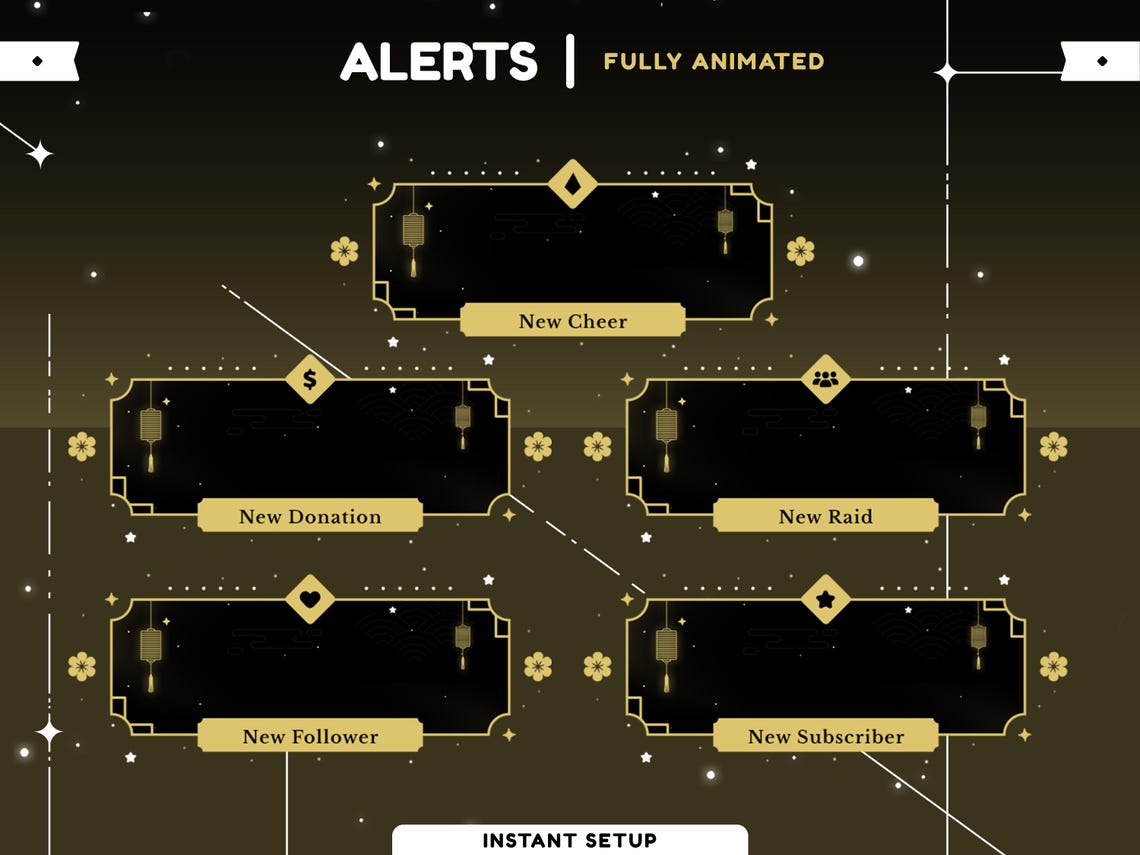 Golden Lantern Animated Stream Alert Package, Galaxy Theme Vtuber ...