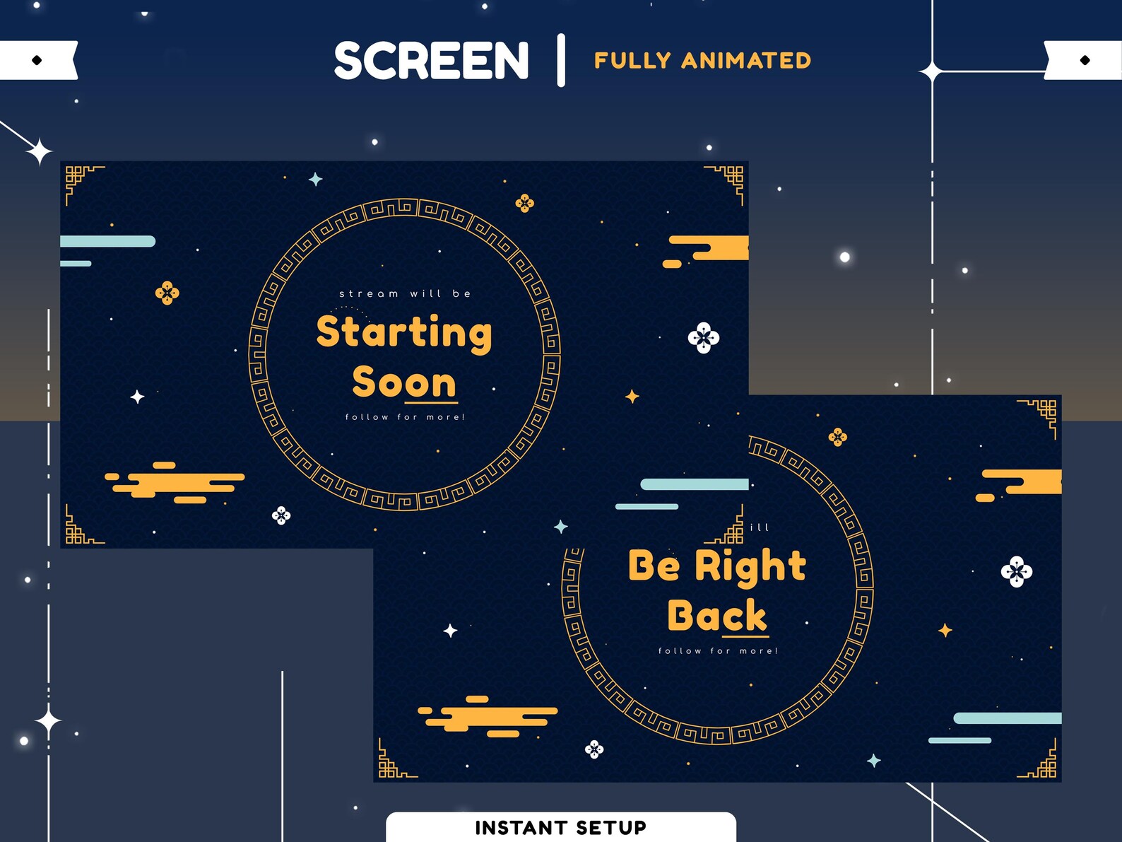Celestial Harmony Animated Stream Screen for Twitch, Youtube,dark Blue ...