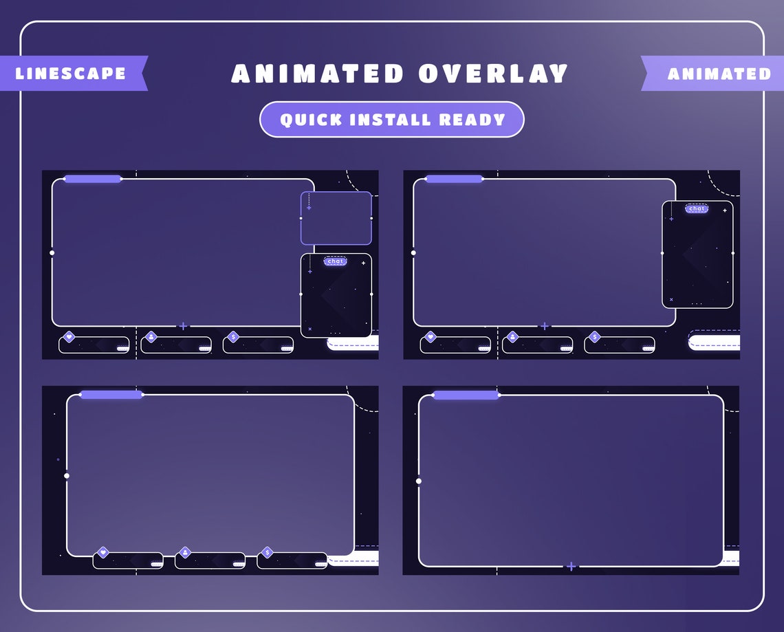 Linescape Animated Overlay Package Simple Theme Vtuber Overlay Panel ...