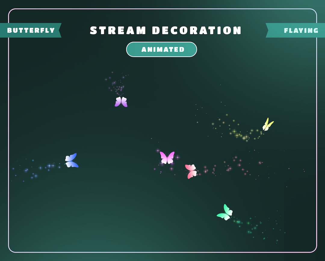 Animated Flaying Butterfly Stream Decoration | Cute Pastel Animated ...