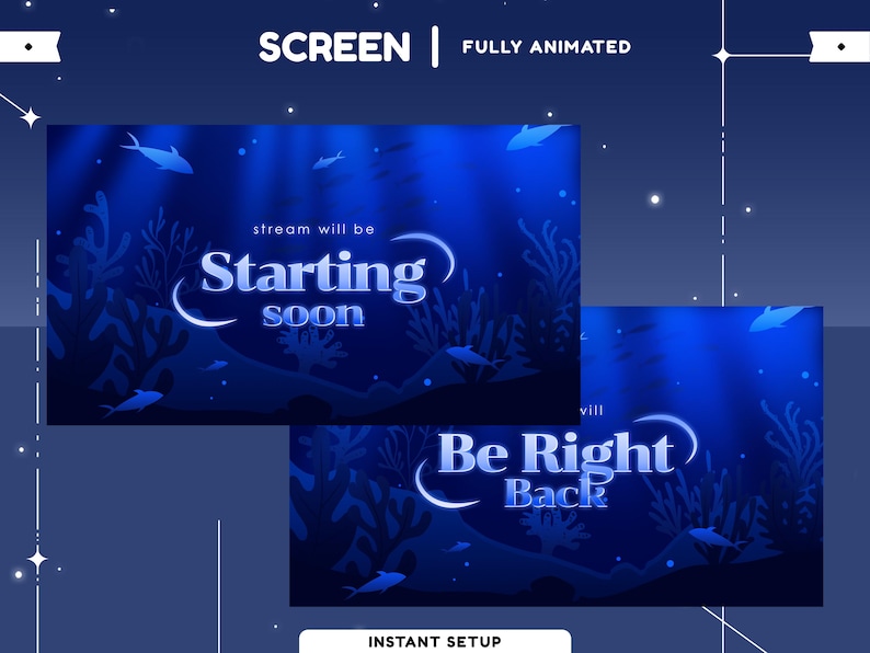 Marine Glow Animated Overlay Package, Blue Sea Stream Bundle ...