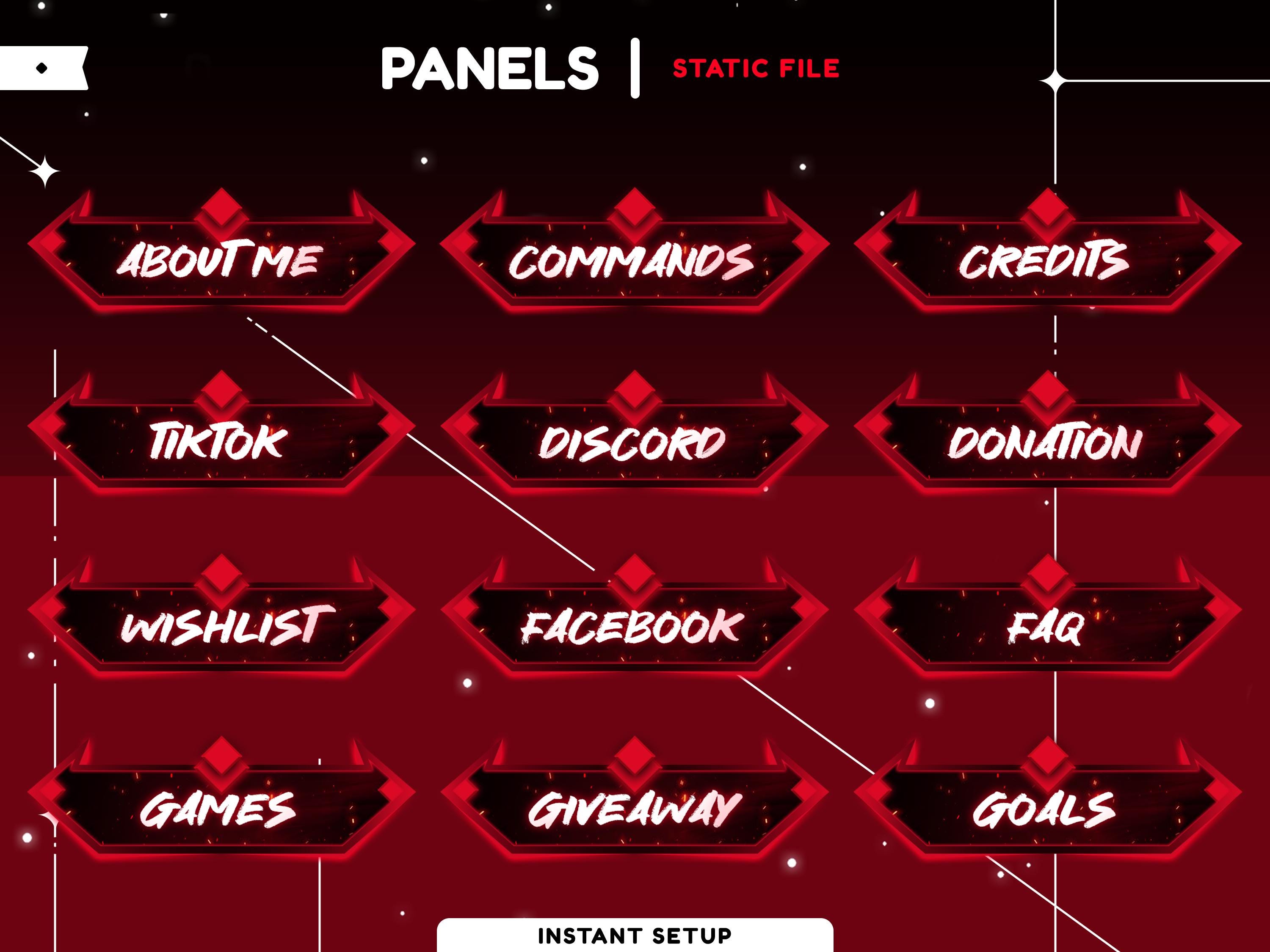 Blaze Blend Static Panel Overlay for Twitch, Kick, Youtube, Fire Flames ...