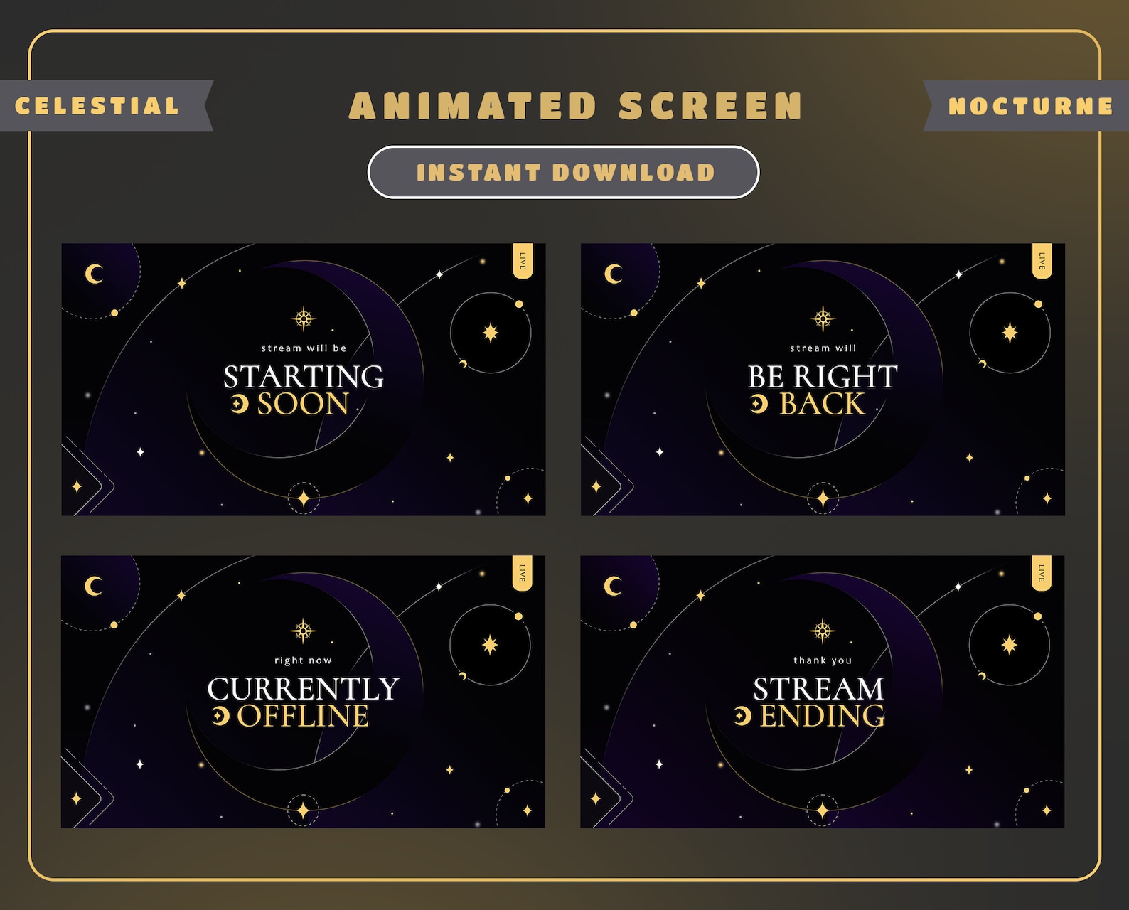 Celestial Nocturne Animated Stream Screen Celestial Theme Vtuber ...