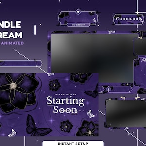 Nocturne Flora Animated Stream Overlay Package for Twitch, Youtube Kick ...
