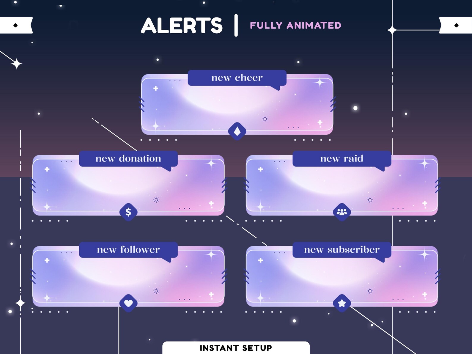 Cosmic Aesthetic Animated Stream Overlay Package for Twitch, Youtube ...