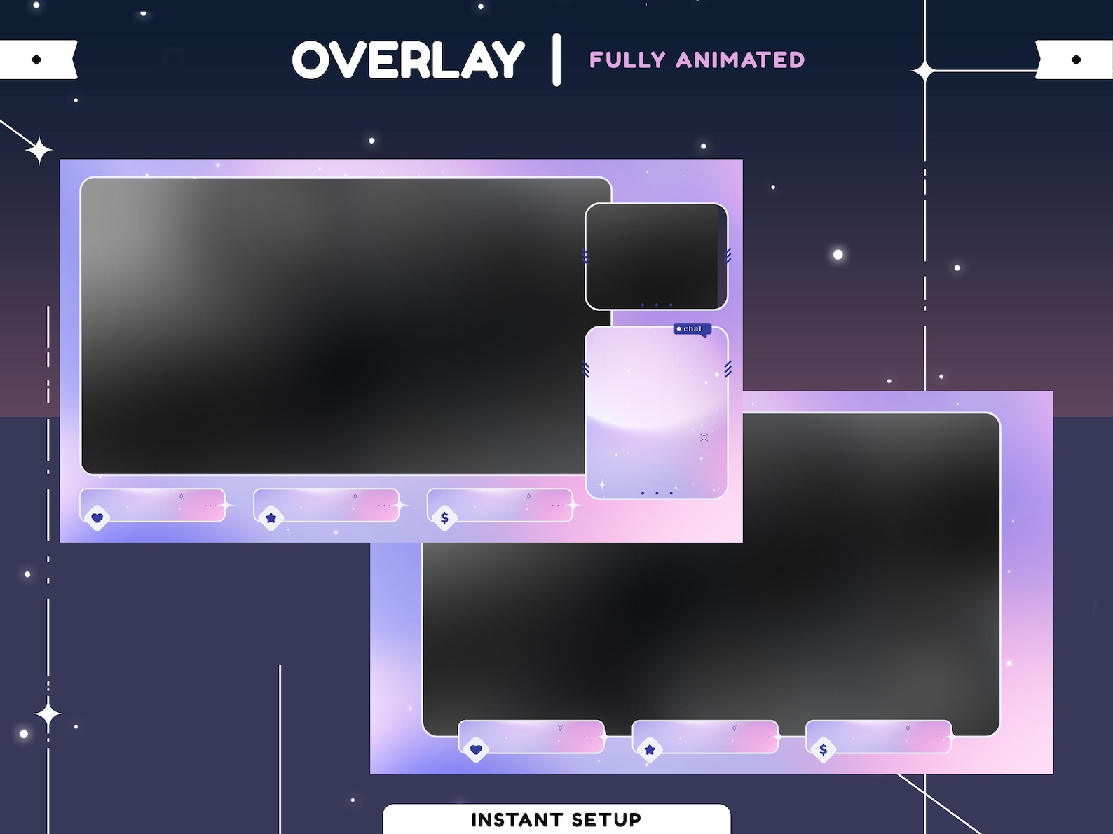 Cosmic Aesthetic Animated Stream Overlay Package for Twitch, Youtube ...