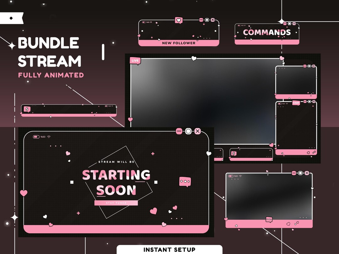 Lovely UI Animated Stream Overlay Package for Twitch Youtube, Kick ...