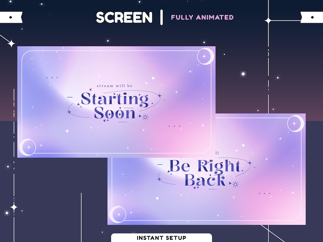 Cosmic Aesthetic Animated Stream Screen for Twitch, Youtube, Purple ...