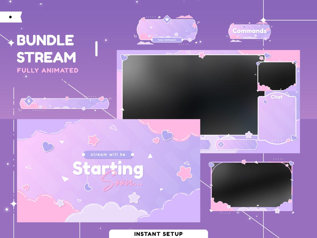 Cloud Dream Animated Stream Overlay Package for Twitch, Youtube, Kick ...