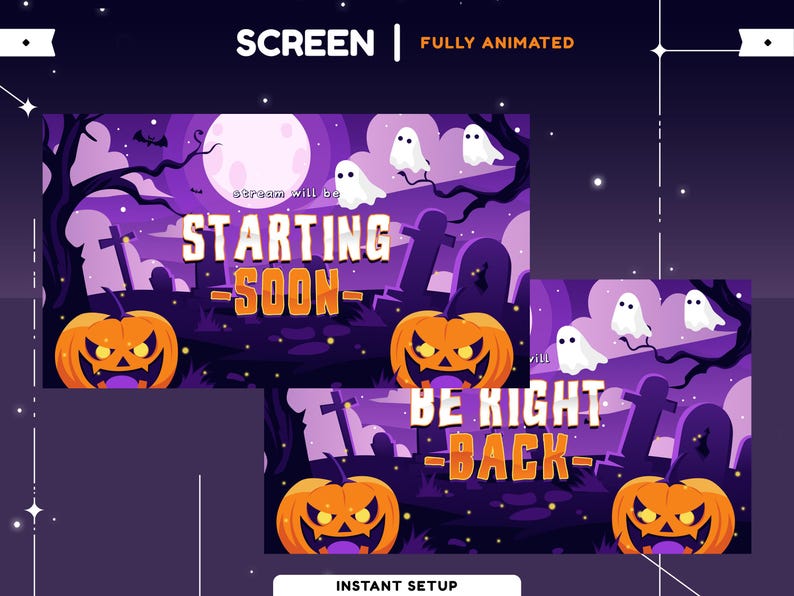 Cute Halloween Animated Stream Screen for Twitch Youtube, Screen ...
