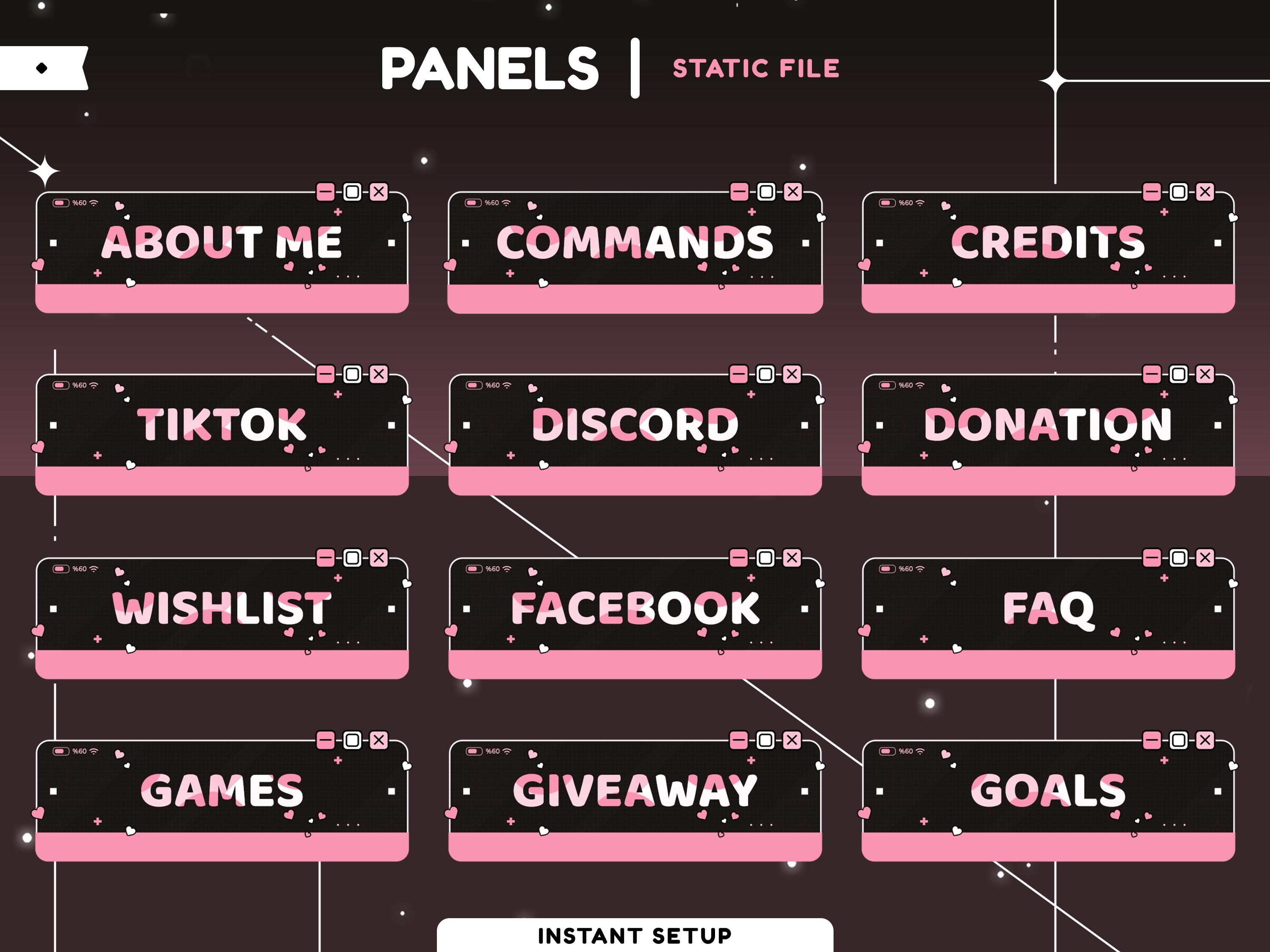 Lovely UI Static Stream Panel Package for Twitch, Youtube, Cute ...