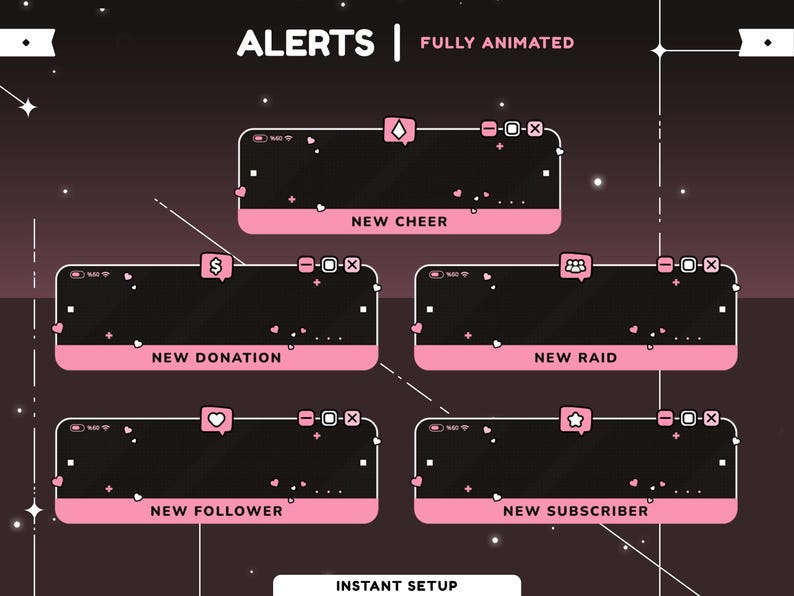 Lovely UI Animated Stream Alert Package, Valentine Theme, Vtuber ...