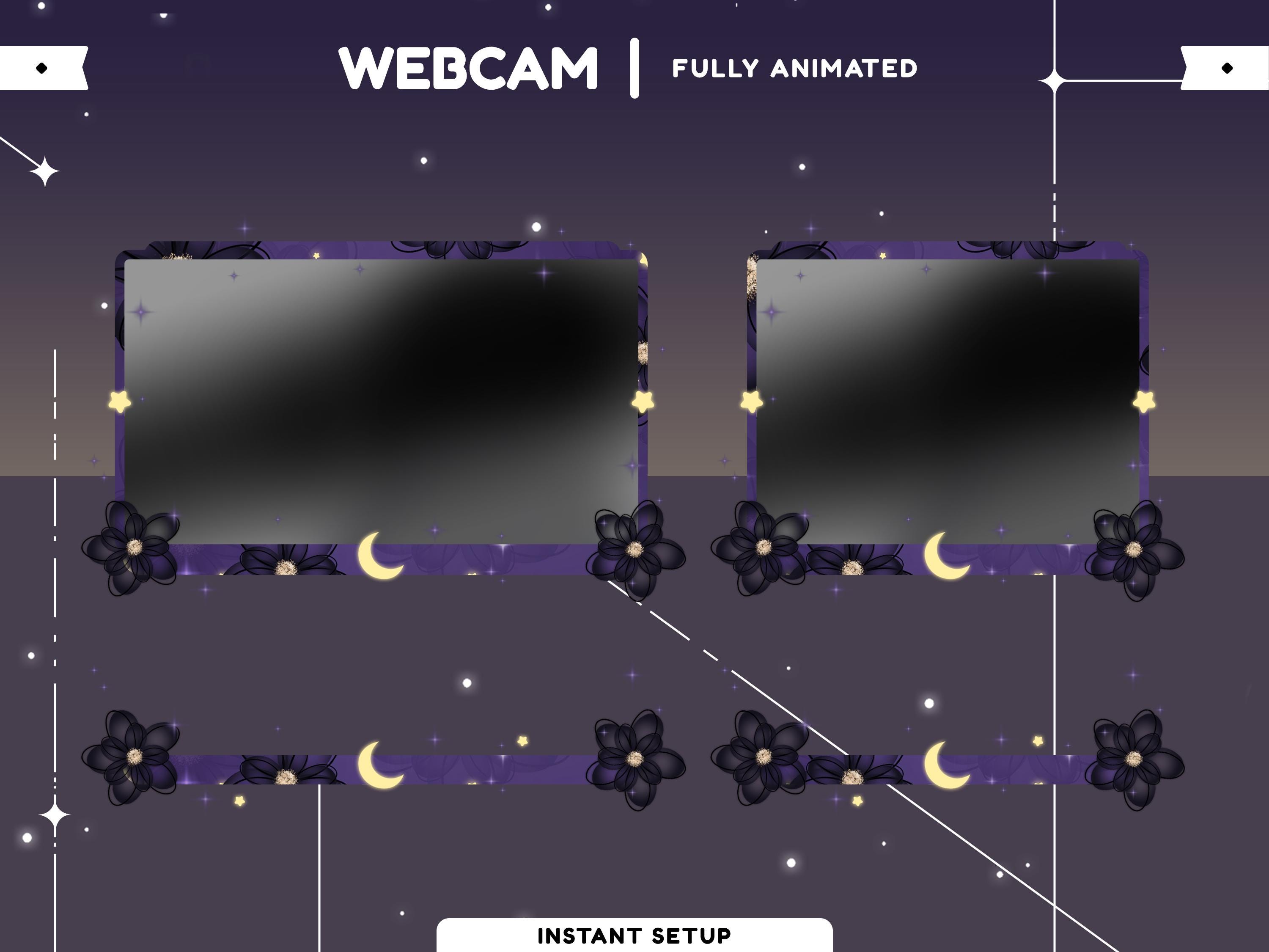 Moonshade Flower Animated Stream Overlay Package Twitch Bundle, Dark ...