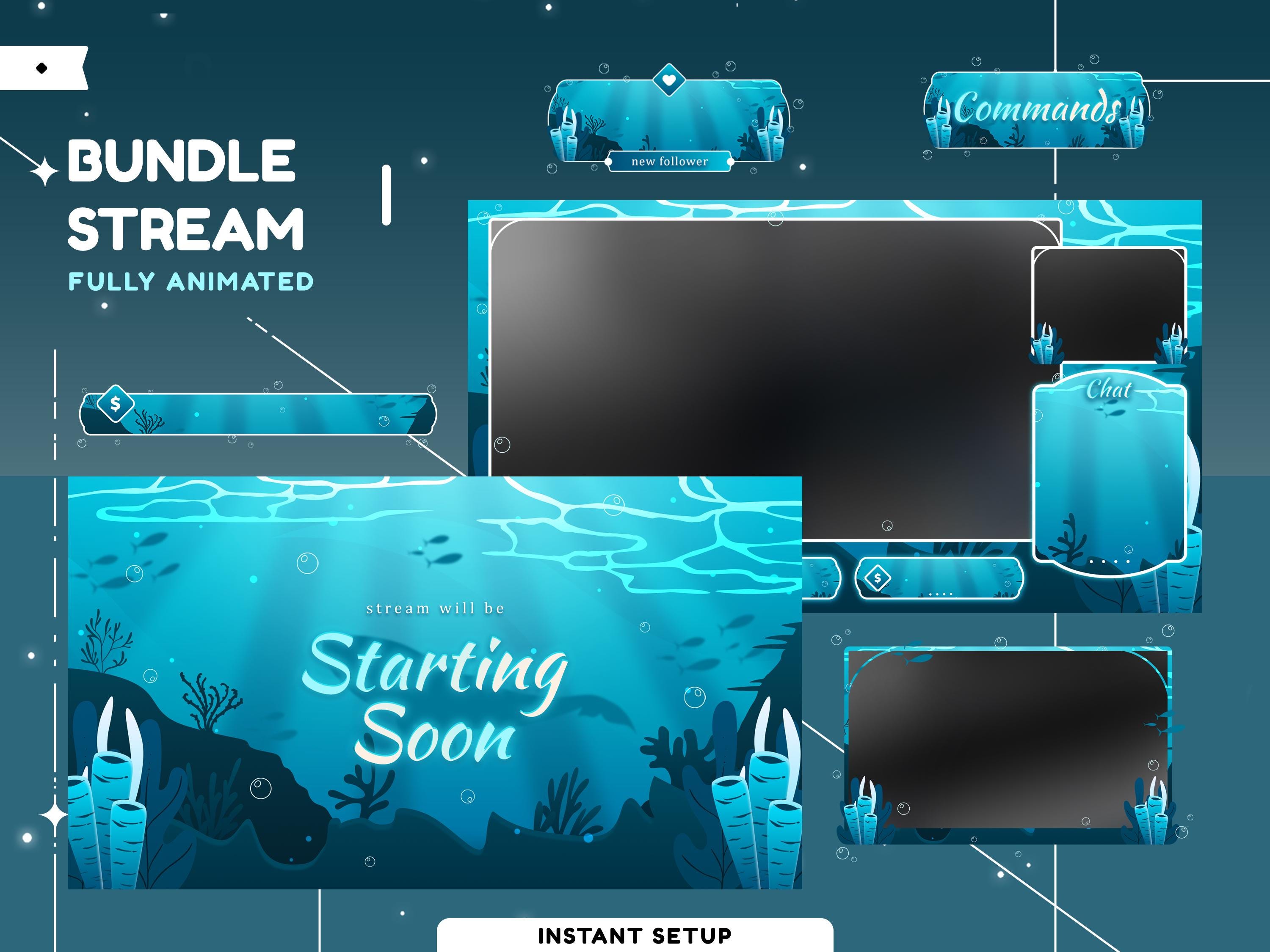 Sea Secrets Animated Stream Overlay Package for Twitch, Under Water ...