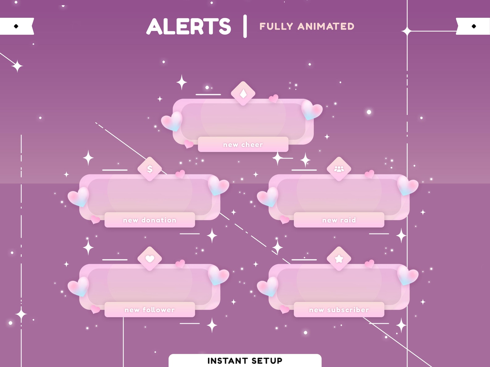 Pastel Love Animated Stream Overlay Package for Twitch, Youtube, Kick ...
