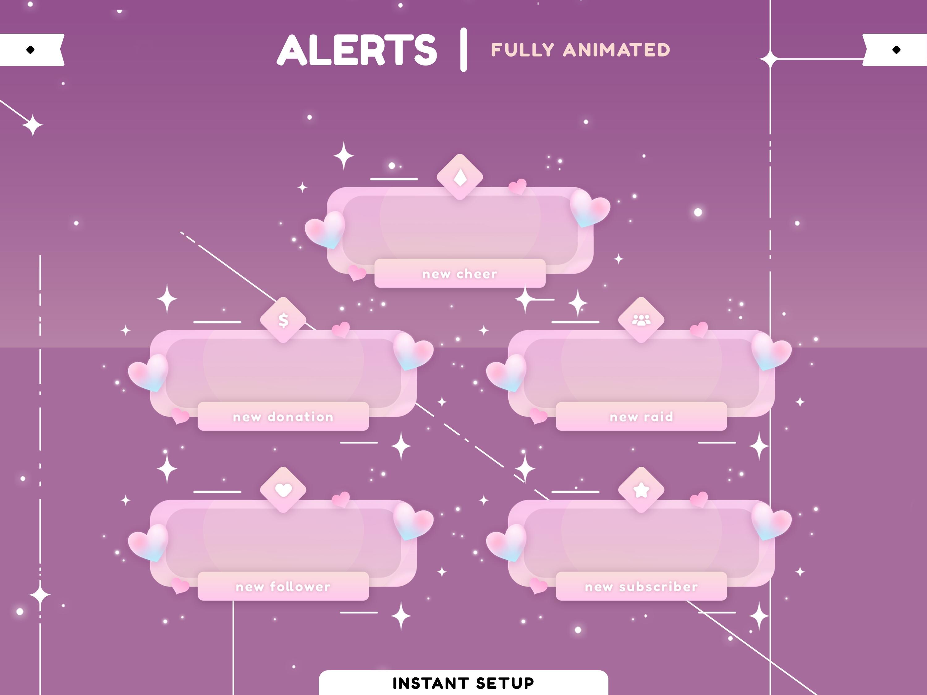 Pastel Love Animated Stream Overlay Package for Twitch, Youtube, Kick ...