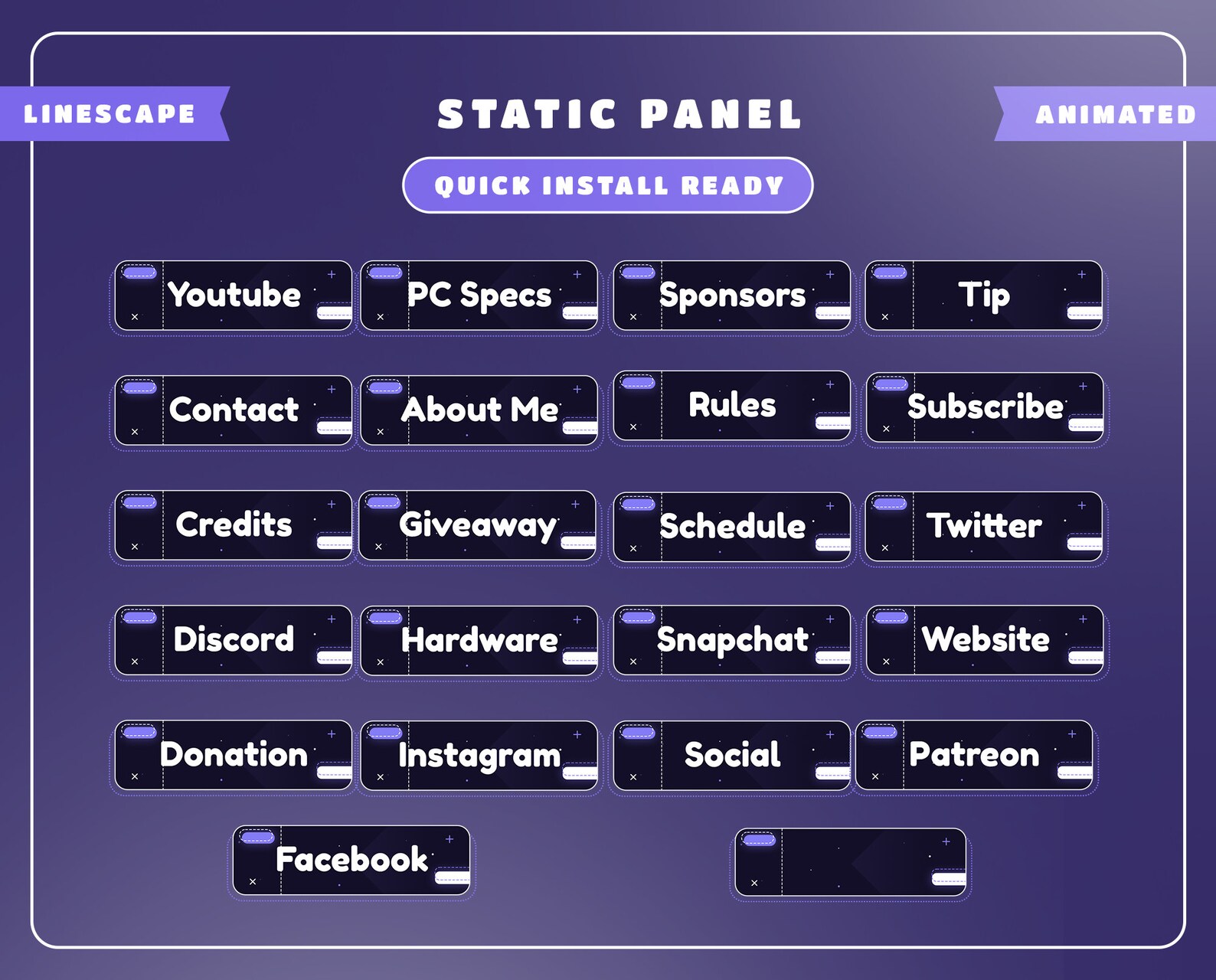 Linescape Static Stream Panel Pack Simple Theme Vtuber Overlay Panel ...