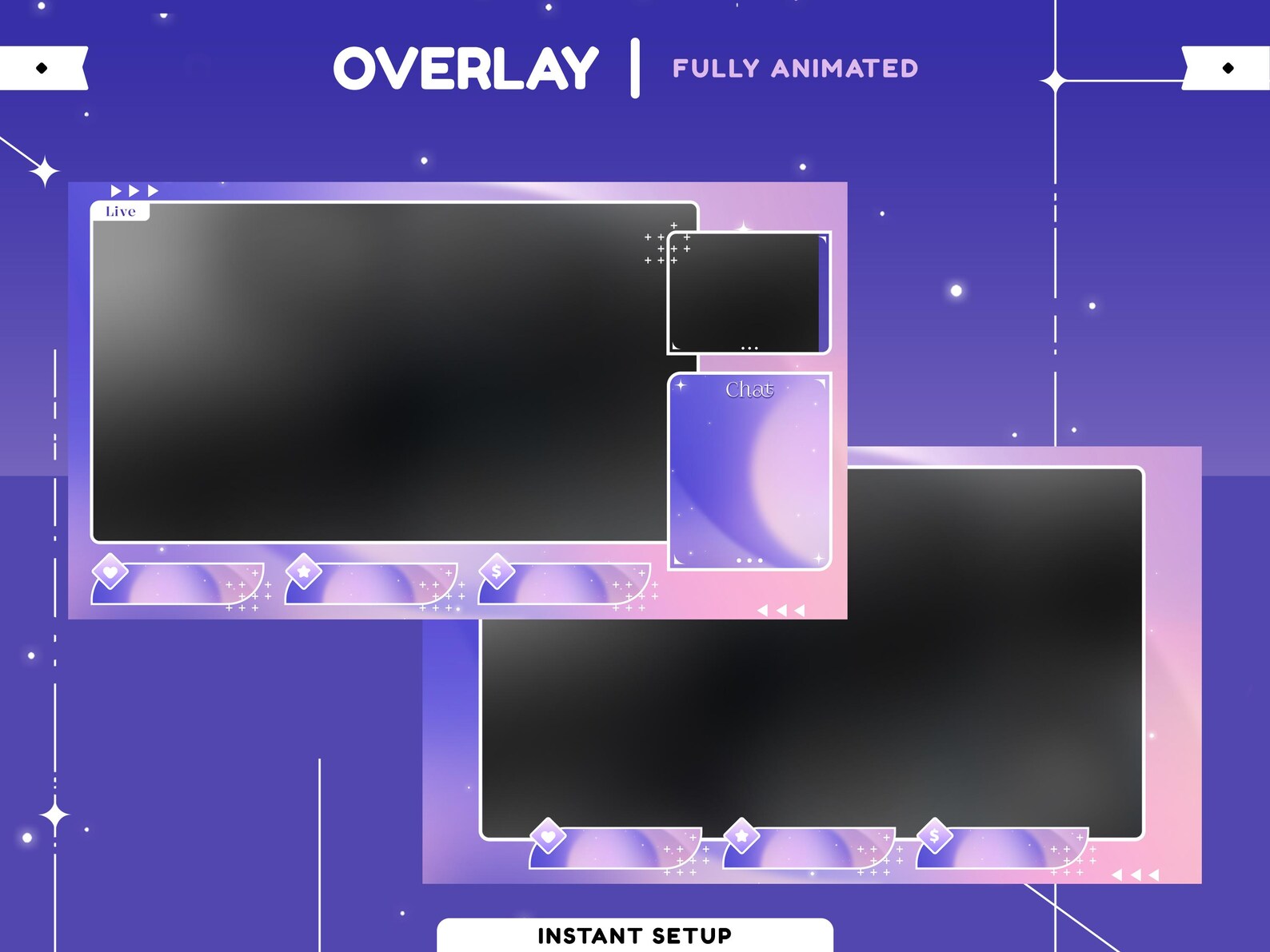 Cosmic Lovely Animated Stream Overlay Package for Twitch, Youtube, Kick ...
