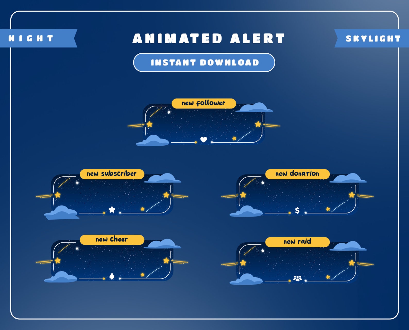 Night Skylight Animated Stream Alert Package | Galaxy Theme | Vtuber ...