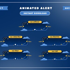 Night Skylight Animated Stream Alert Package Galaxy Theme Vtuber ...