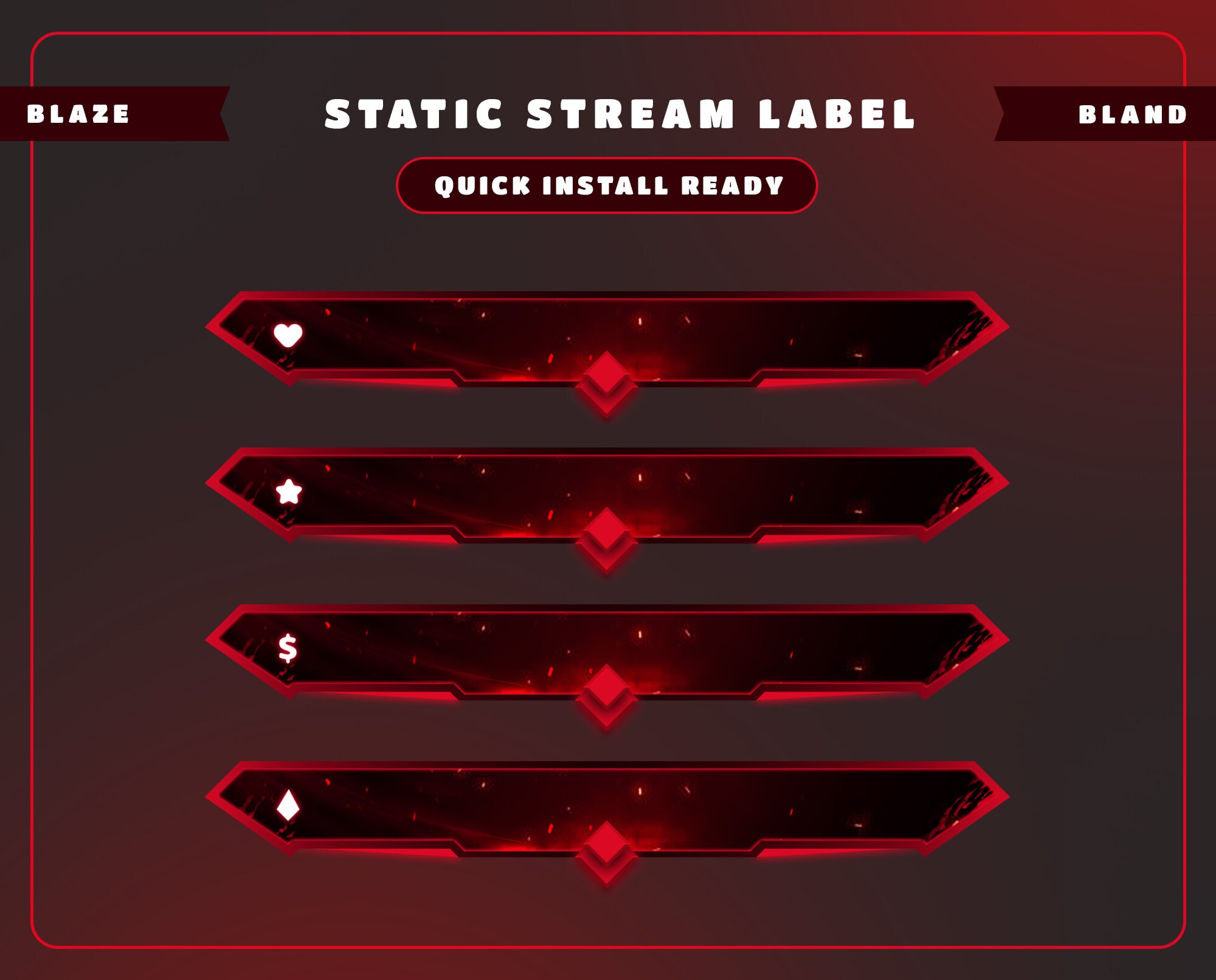 Blaze Blend Animated Stream Overlay Package for Twitch, Youtube, Kick, Black Fire Overlay ...