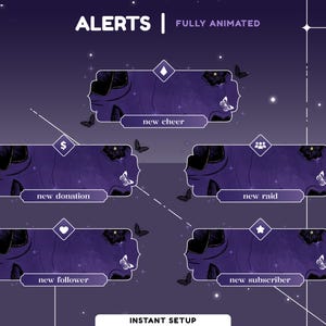 Nocturne Flora Animated Stream Overlay Package for Twitch, Youtube Kick ...