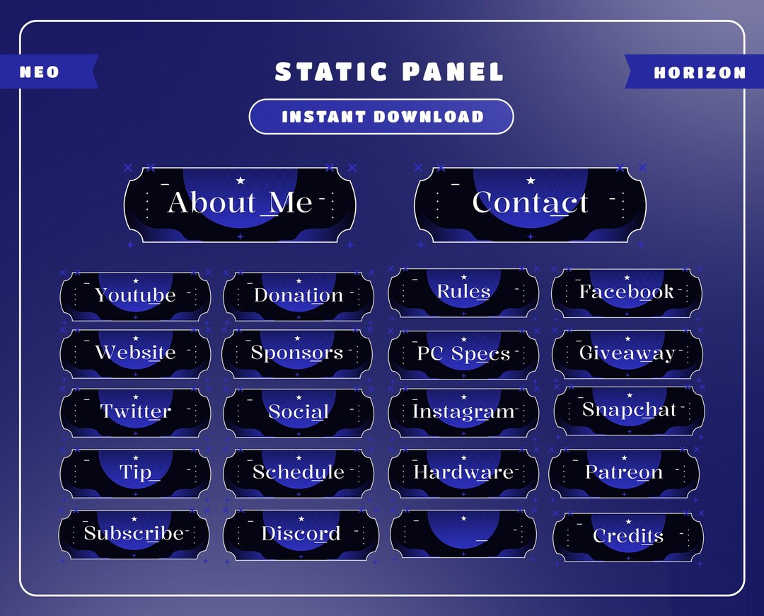 Neo Horizon Static Stream Panel Pack, Simple Stream Panel, Instant ...
