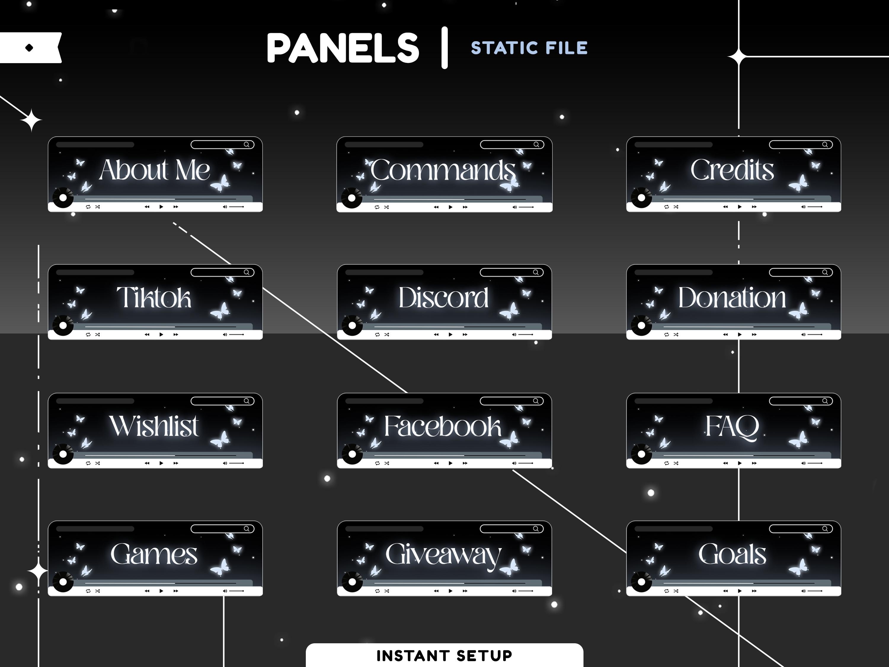Starlight Flutter Static Stream Panel Pack, Black Butterfly Stream ...