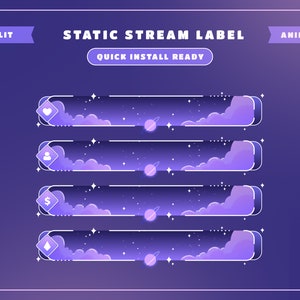 Moonlit Animated Overlay Package | Galaxy Theme | Vtuber Overlay ...