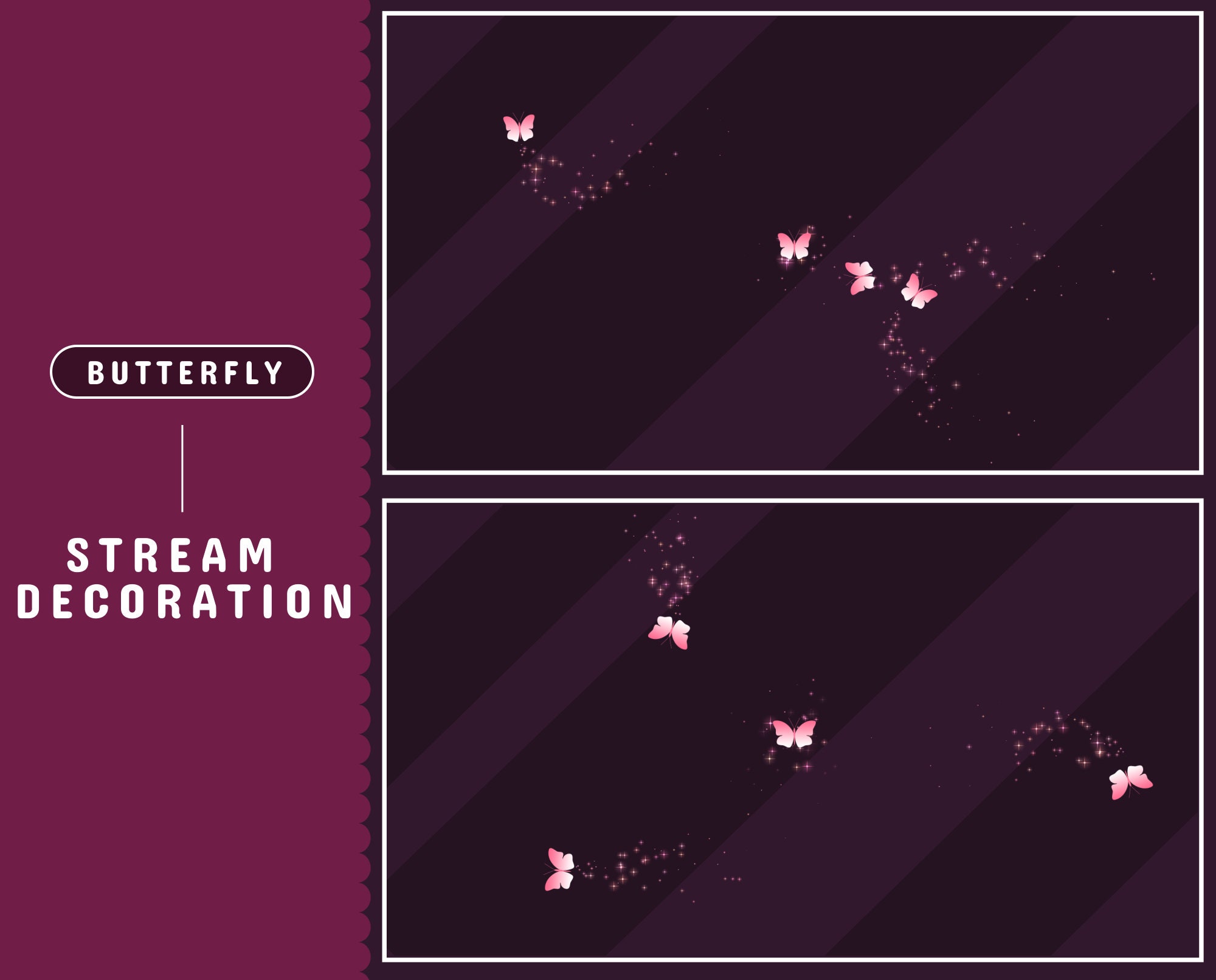 Animated Flaying Butterfly Stream Decoration | Cute Pastel Animated ...