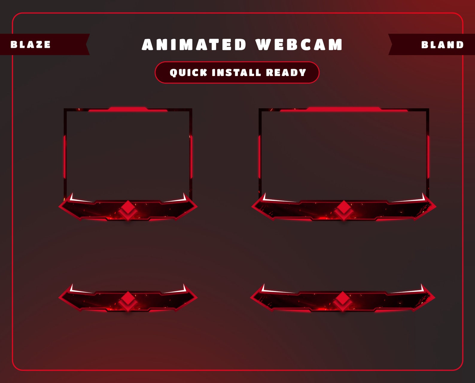 Blaze Blend Animated Stream Overlay Package for Twitch, Youtube, Kick, Black Fire Overlay ...