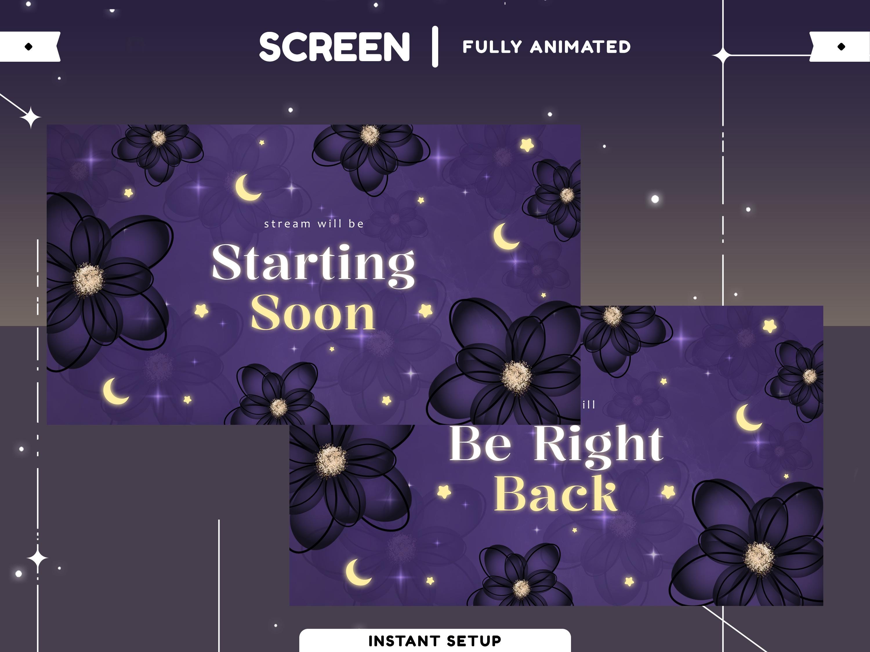 Moonshade Flower Animated Stream Overlay Package Twitch Bundle, Dark ...