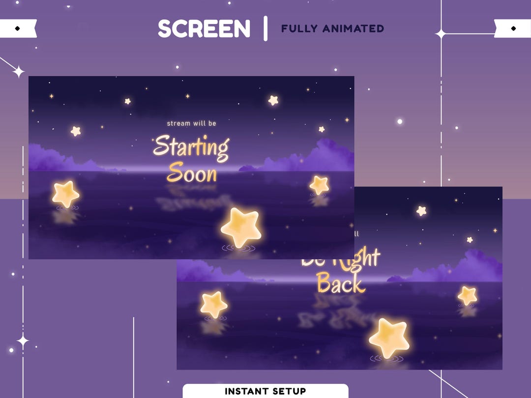 Glowy Ocean Animated Stream Screen for Twitch, Floating Stars Overlay ...
