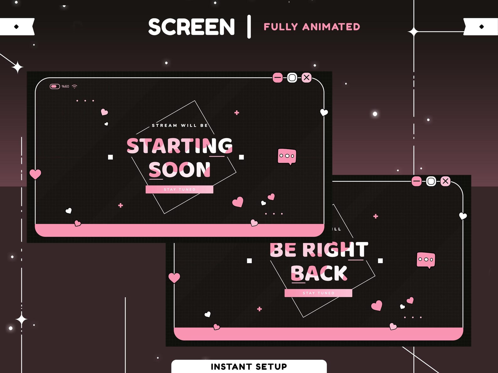 Lovely UI Animated Stream Screen for Twitch, Youtube, Dark Twitch ...