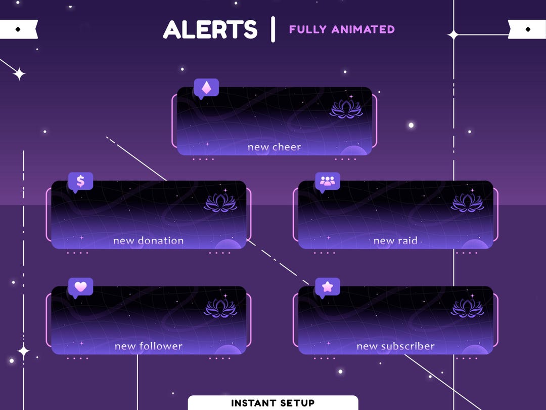 Lotus Galaxy Animated Stream Alert Package, Purple Stream Design ...