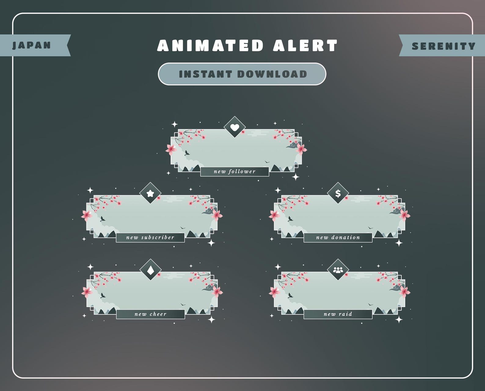 Japan Serenity Animated Stream Alert Package, Japan Theme Vtuber ...