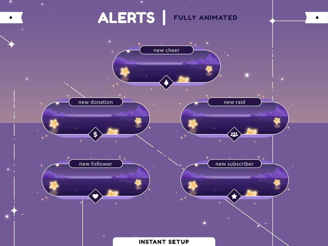 Glowy Ocean Animated Stream Alert Package Twitch, Floating Stars Alerts ...