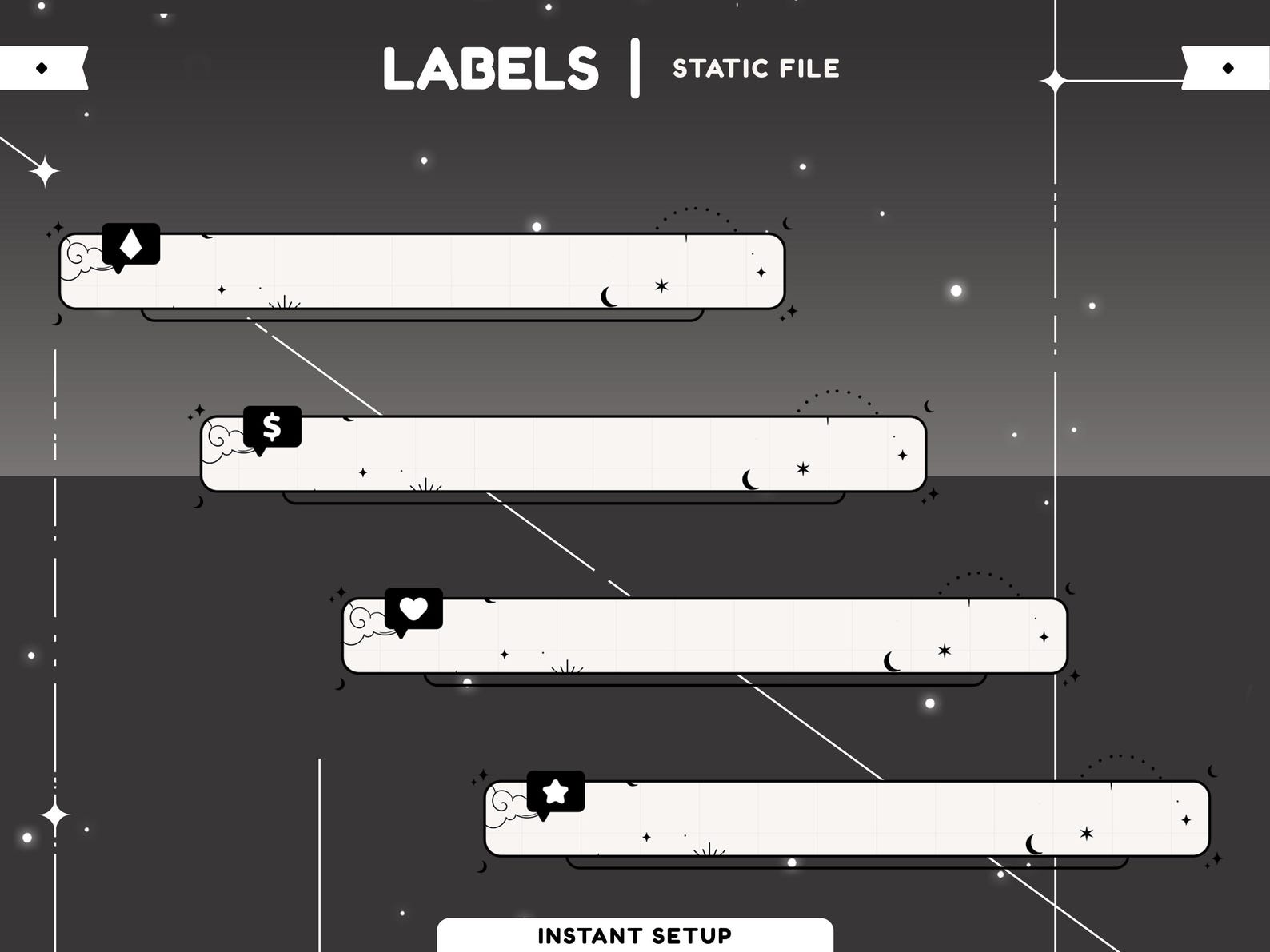 Celestial Ivory Animated Overlay Package, Celestial Theme, Minimalist ...