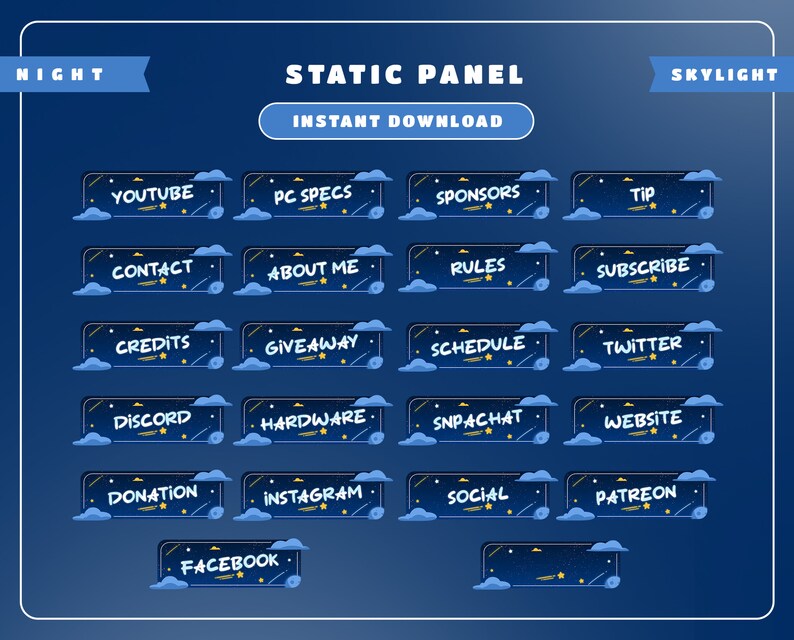 Night Skylight Static Stream Panel Pack Galaxy Theme Vtuber Overlay ...